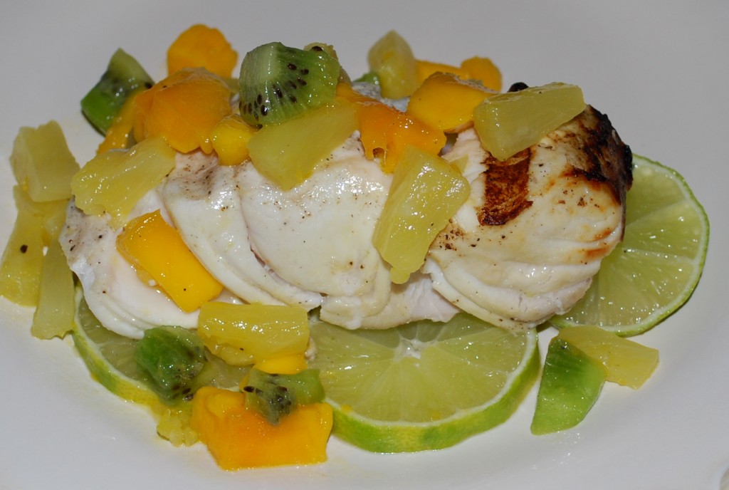 Festive Tropical Dinner Party (Halibut with a Tropical Fruit Salsa ...
